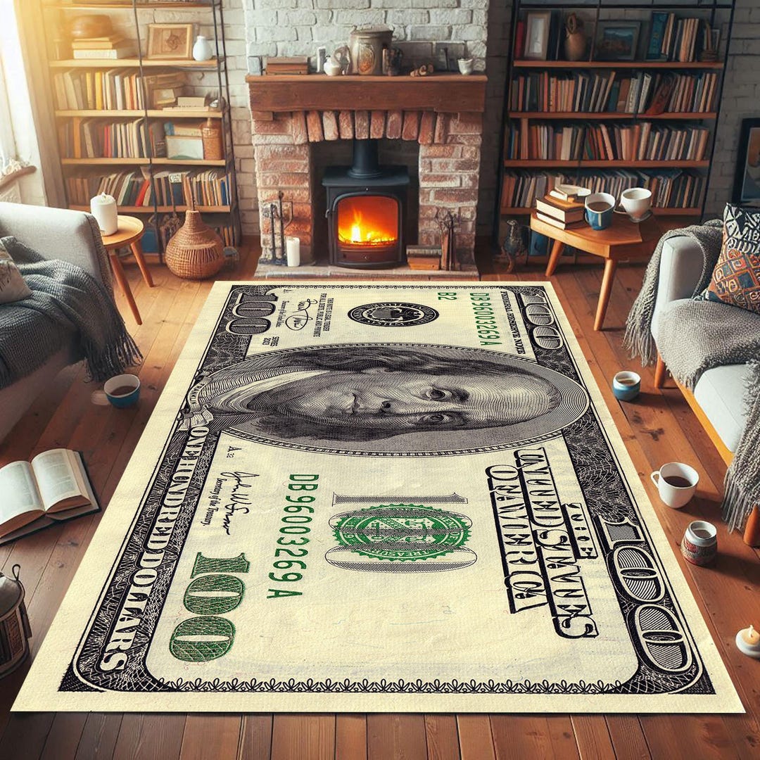 Dollar Rug,money Rug,100 Dollar Bill Rug,area Rug,living Room Rug ...
