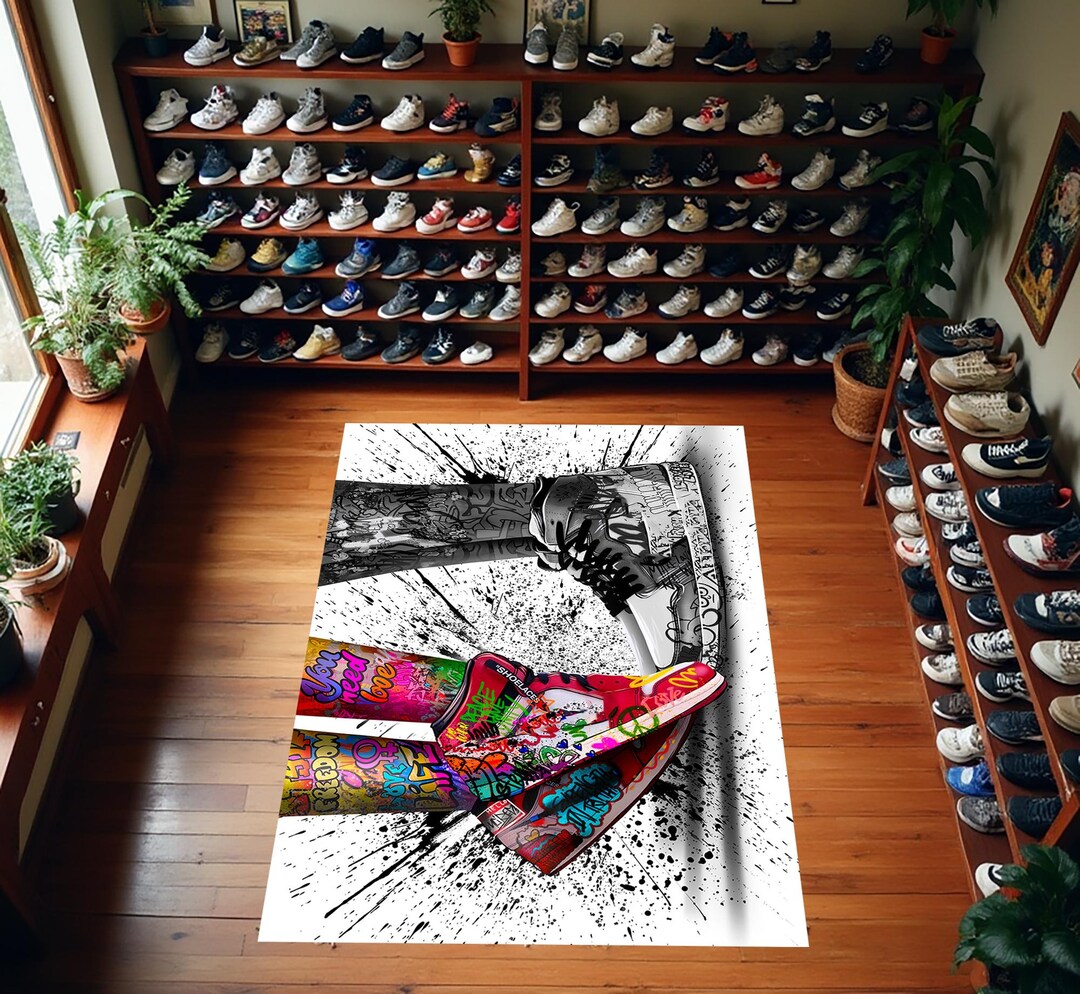 Custom Sneakers Rug, Personalized Sneakers, Sneakers Shoes Rug, Sneaker ...