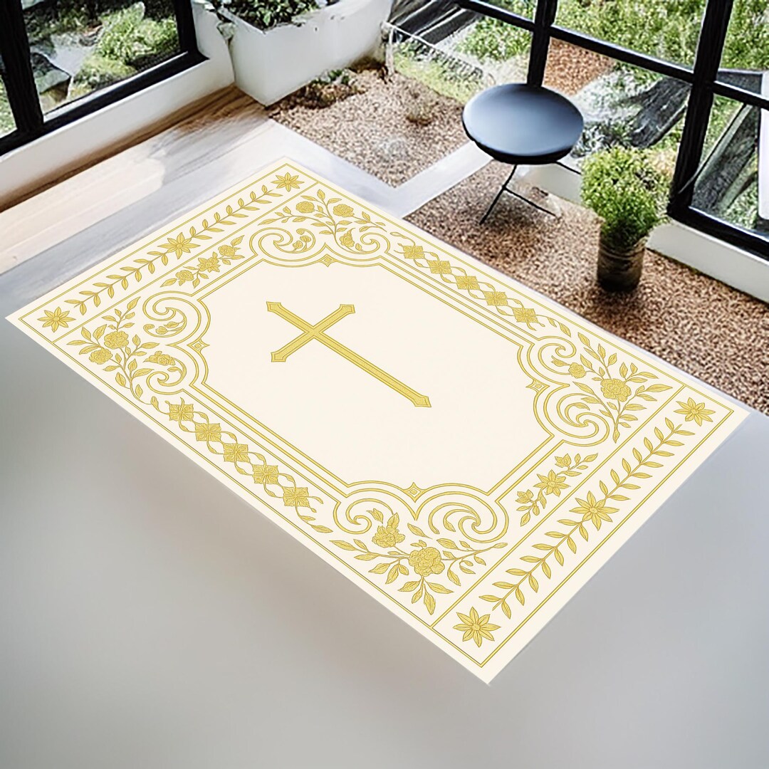 Personalized Christian Prayer Rug: Custom Cross Design Mat - Etsy