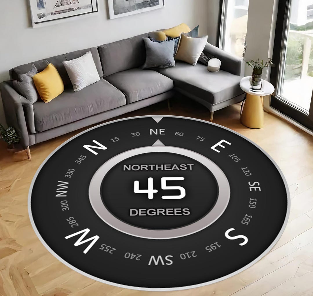 Custom Compass Round Rug: Modern Aviation Decor - Etsy