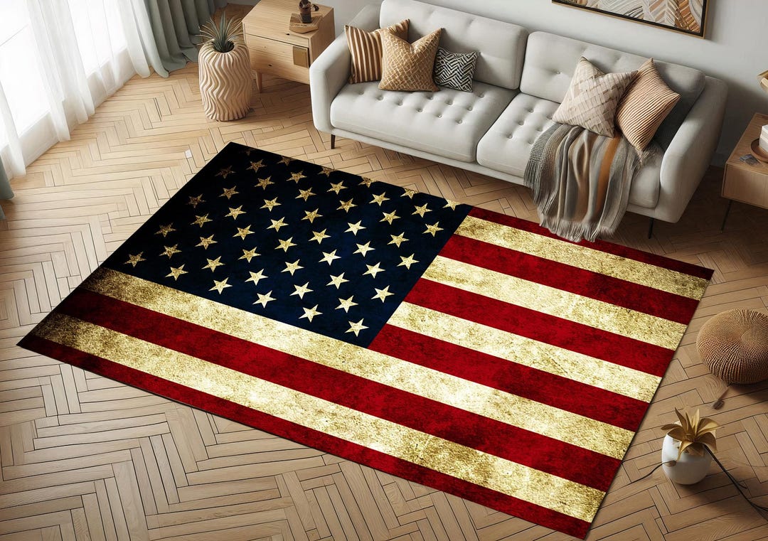American Flag, USA Flag Rug, Patriots, Eagle Rug, Vintage Flag, Home ...