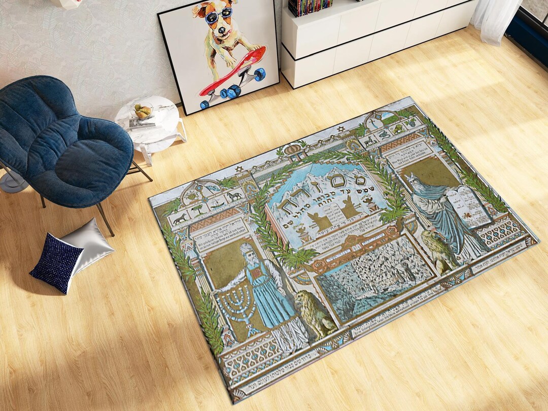 Persian Jewish Pictorial Rug, Biblical Torah Scenes & Verses ...