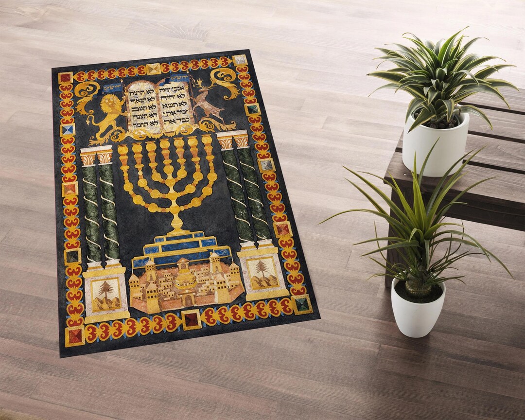 Hebrew Jewish Menorah Prayer Rug,prayer Mat Jewish Menorah,jewish Gifts ...