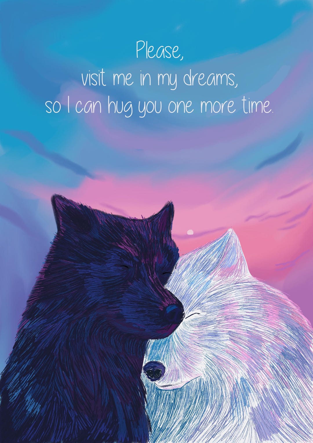 Two Wolves Hugging WITH TEXT - Etsy