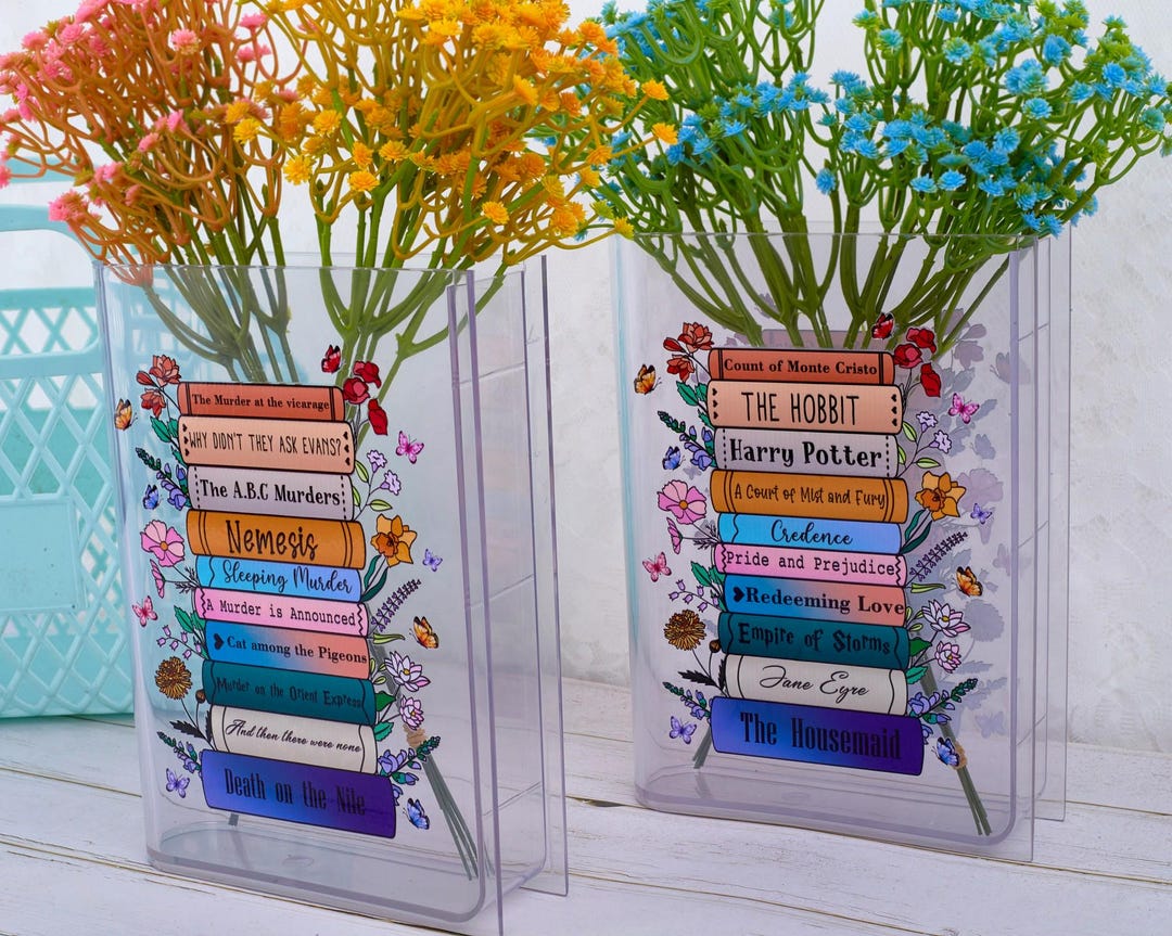Custom Acrylic Book Vase, Personalized Reader Gift, Bookshelf Decor - Etsy