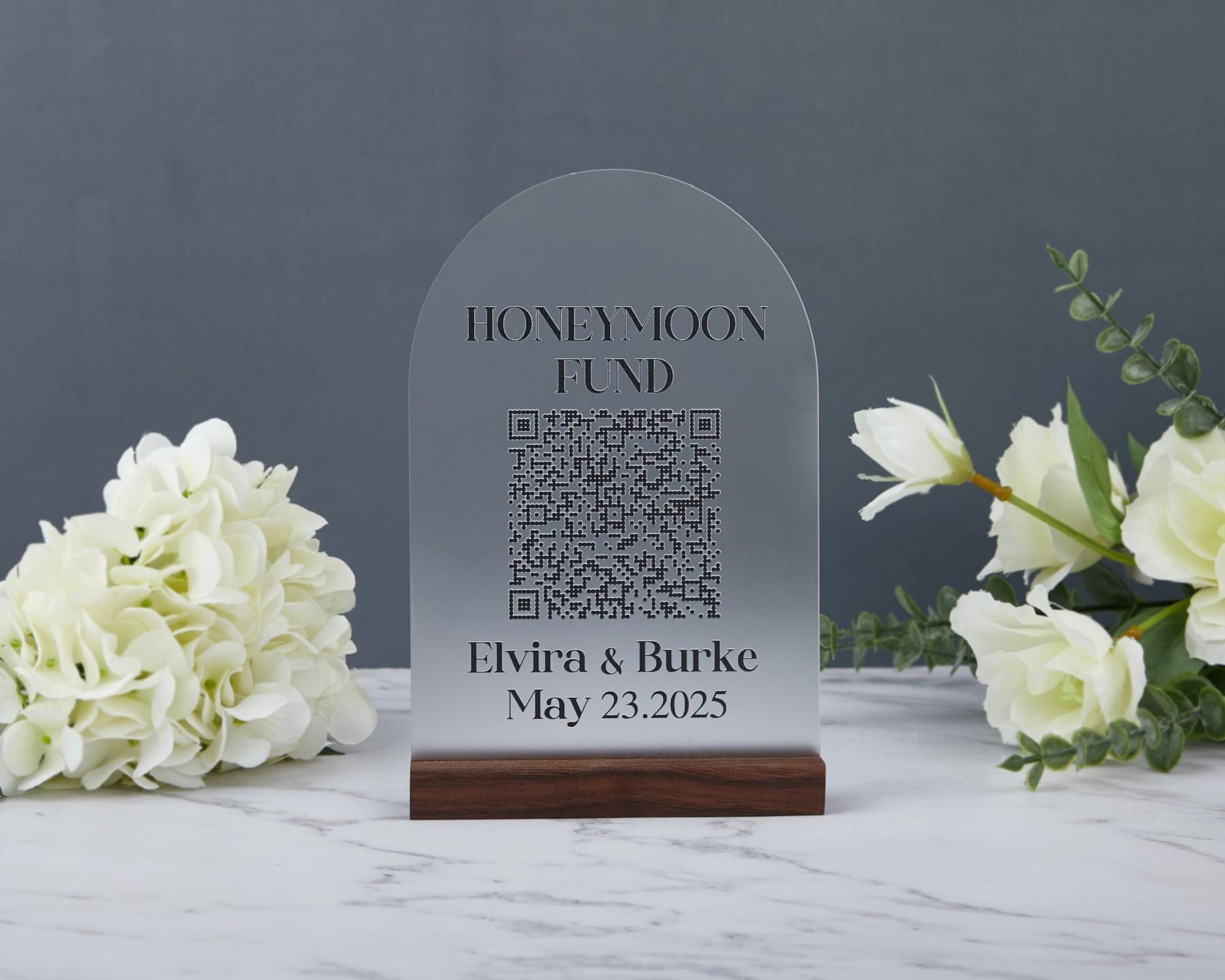 Scannable Tabletop Sign, Wedding QR Code Acrylic Sign, Arch QR Code ...