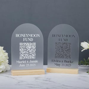 Scannable Tabletop Sign, Wedding QR Code Acrylic Sign, Arch QR Code ...