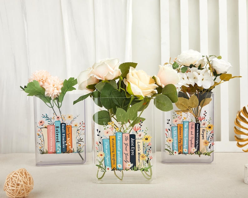 Custom Acrylic Book Vase, Personalized Literary Gift - Etsy