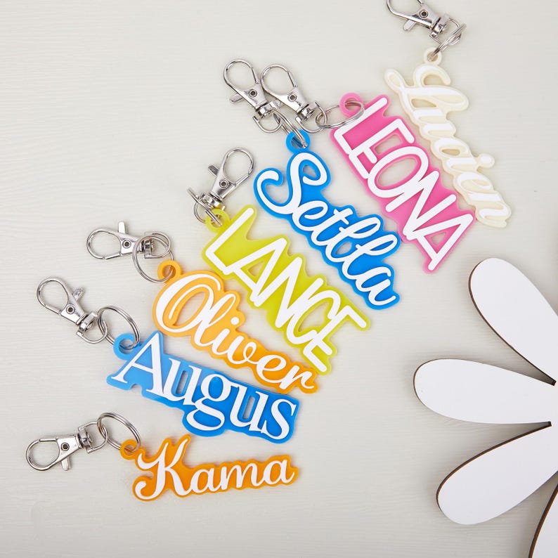 Personalized 3D Acrylic Name Keychain, Backpack Tag - Etsy