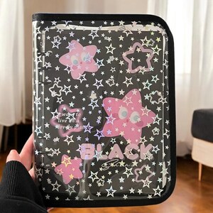 A5 Glitter Star Binder | Photocard Collection Book | PVC Zipper Planner ...
