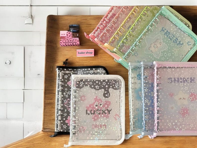 A5 Glitter Star Binder | Photocard Collection Book | PVC Zipper Planner ...