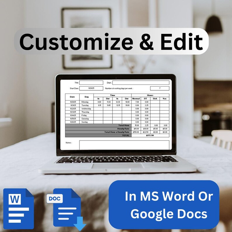Employee Timesheet Template - Etsy