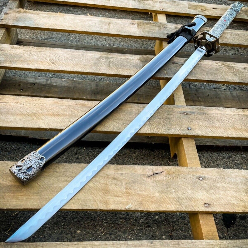 38 Japanese Samurai Sword Katana Dragon Engraved Ninja Blade Bushido ...