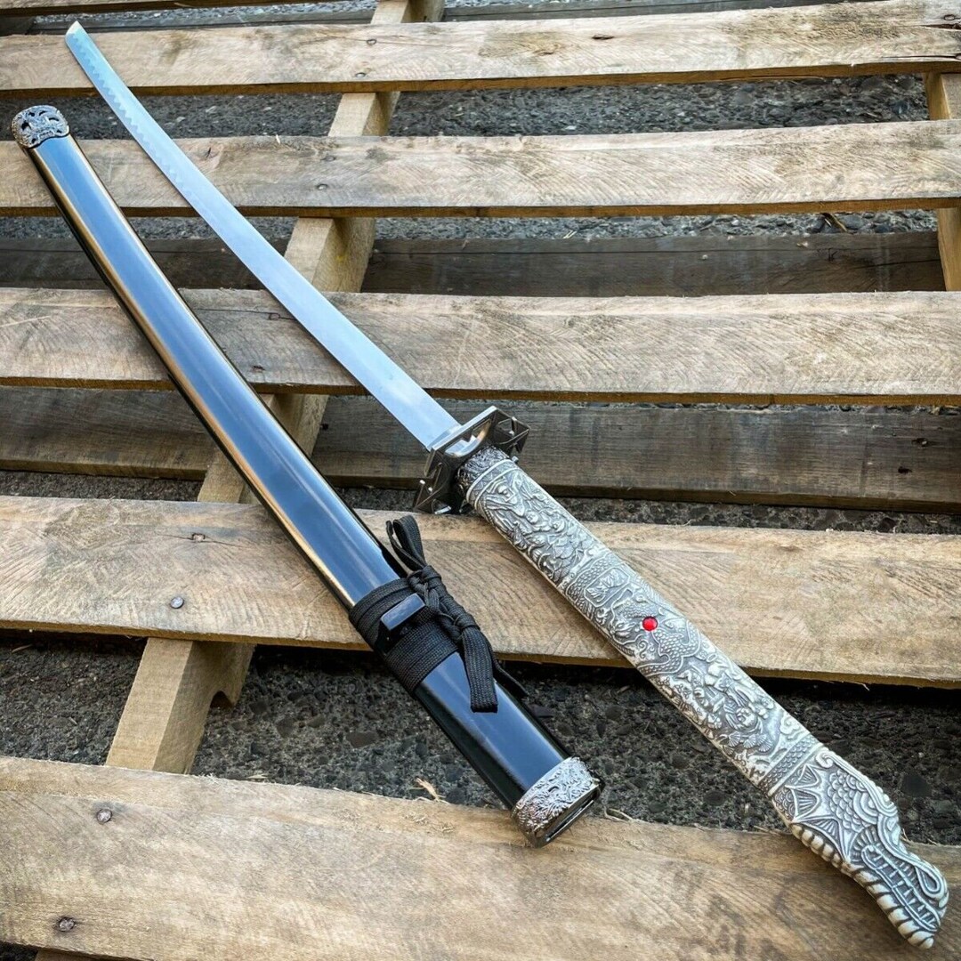 38 Japanese Samurai Sword Katana Dragon Engraved Ninja Blade Bushido ...