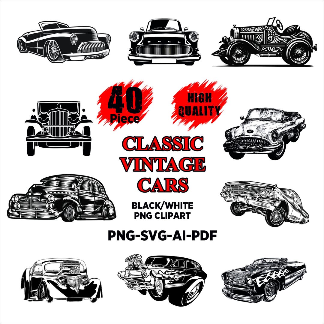 Classic Cars Vector, Classic Cars PNG, Classic Cars PDF, Vintage Cars ...