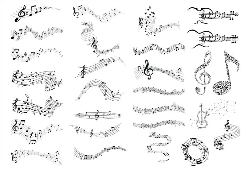 MUSIC NOTES PNG, Music Notes Bundle Svg, Music Notes Clipart , Music ...