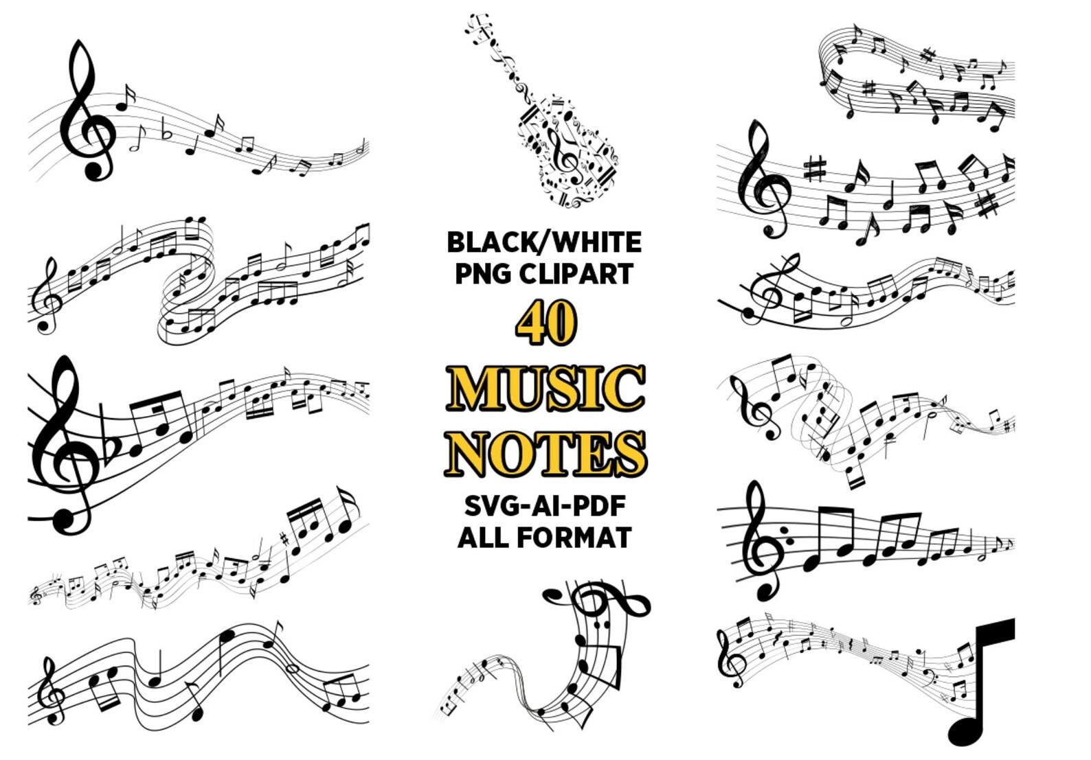 MUSIC NOTES PNG, Music Notes Bundle Svg, Music Notes Clipart , Music ...