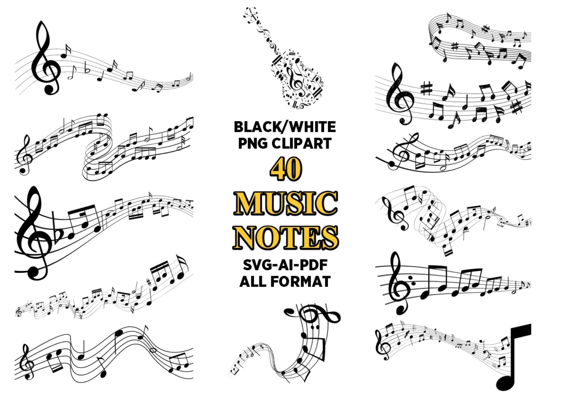 MUSIC NOTES PNG, Music Notes Bundle Svg, Music Notes Clipart , Music ...