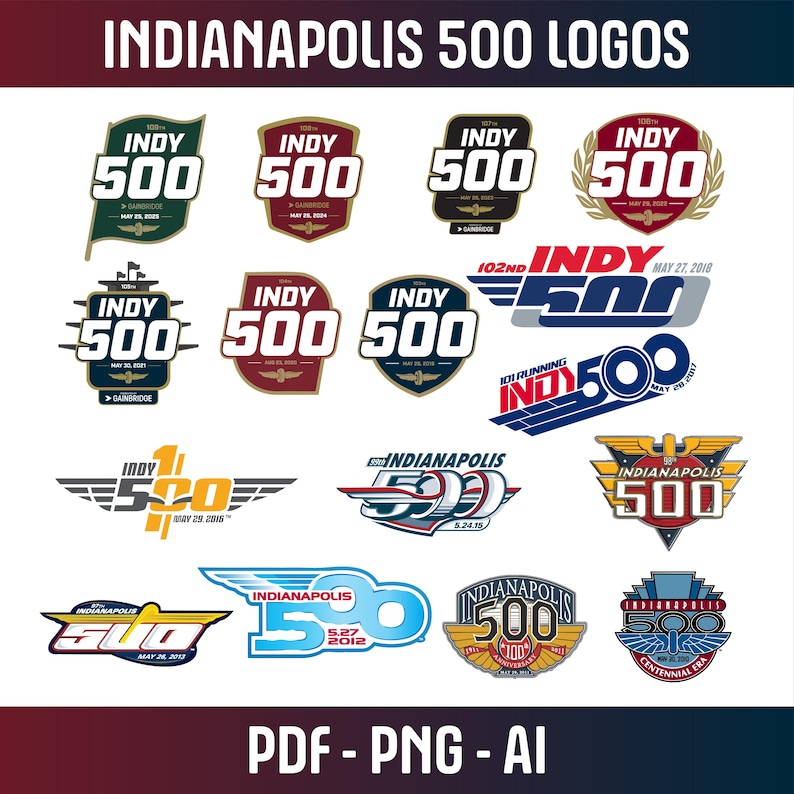 Indianapolis 500 Logos Vector (2010-2025) - AI, PDF, PNG - Etsy