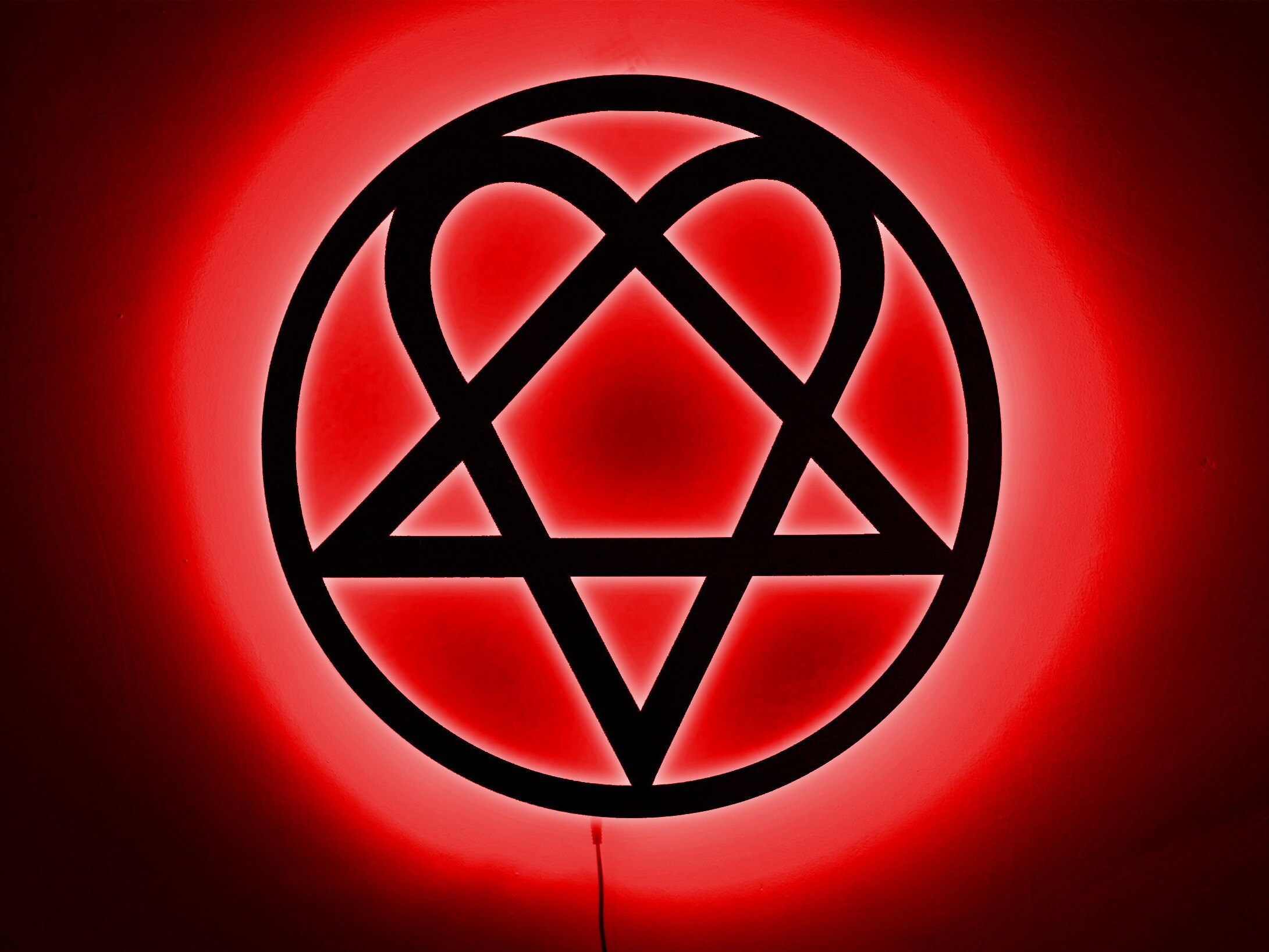 Heartagram Symbol Wall Art With LED Light for Christmas or Birthday ...