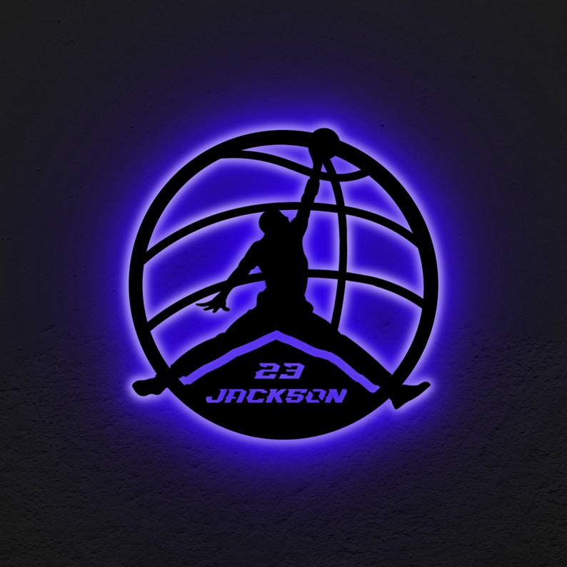 Personalized Michael Jordan Wall Decor With Led Lights, Lighted Wall ...