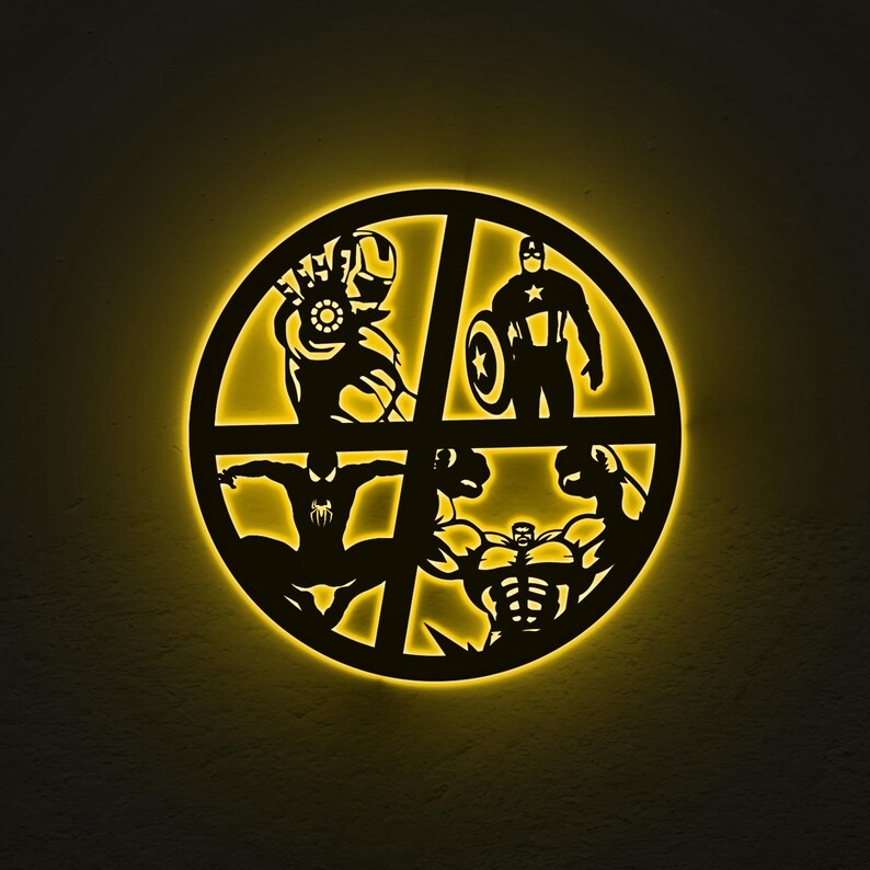 Avengers Wall Decor With Led Lights, Avengers Themed Wall Decor,super ...