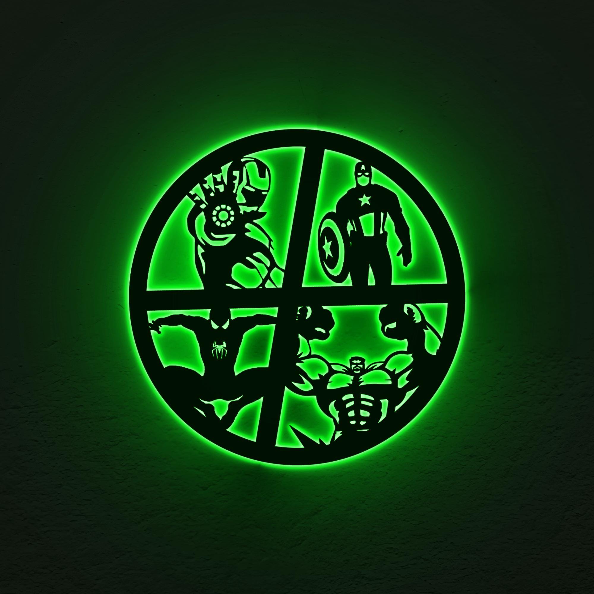 Avengers Wall Decor With Led Lights, Avengers Themed Wall Decor,super ...