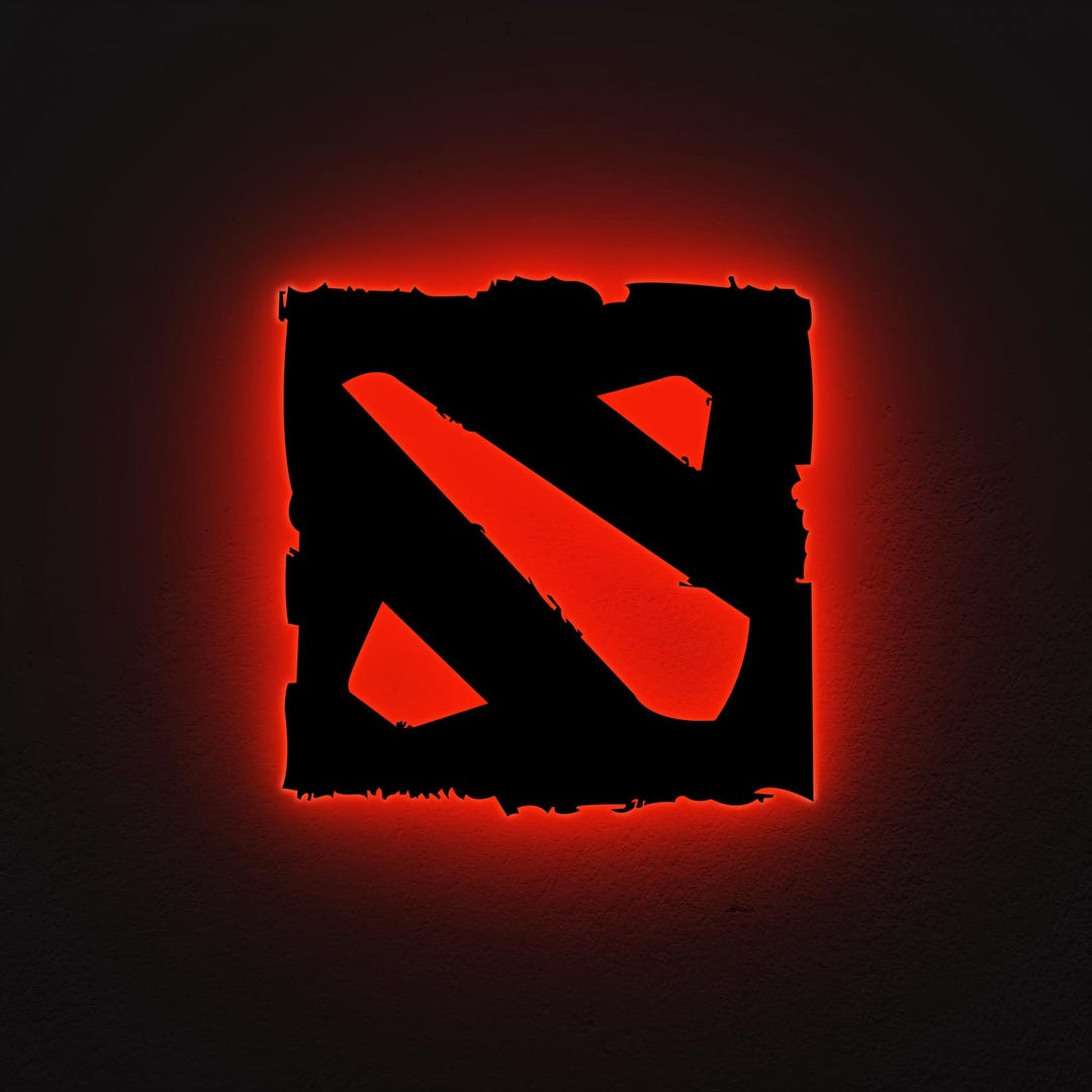 Dota 2 Wood Wall Art With Rgb Led Light , Gaming Room Decor , Birthday ...