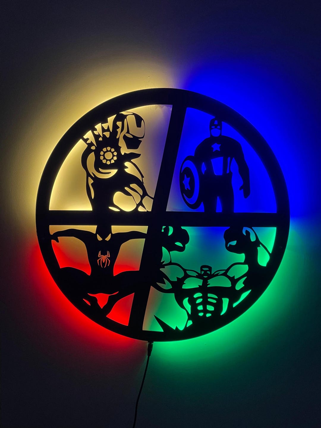 Avengers Wall Decor With Led Lights, Avengers Themed Wall Decor,super ...