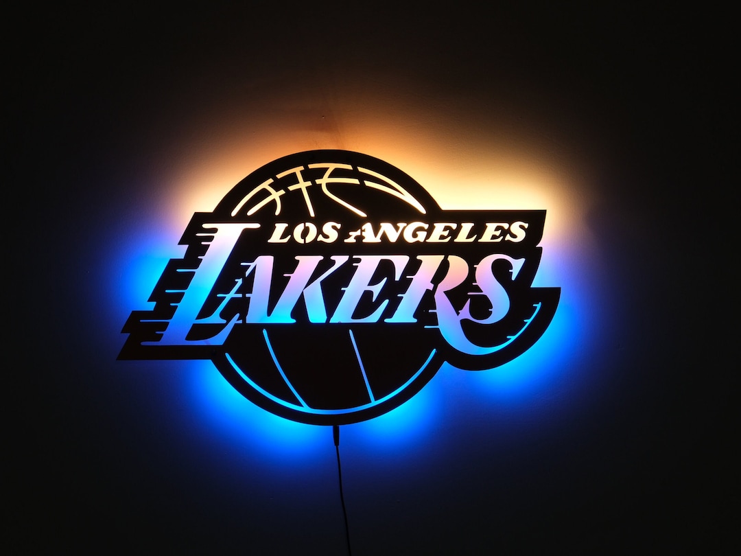 Los Angeles Lakers Lighted up Wall Art With RGB, Wood Wall Decor ...