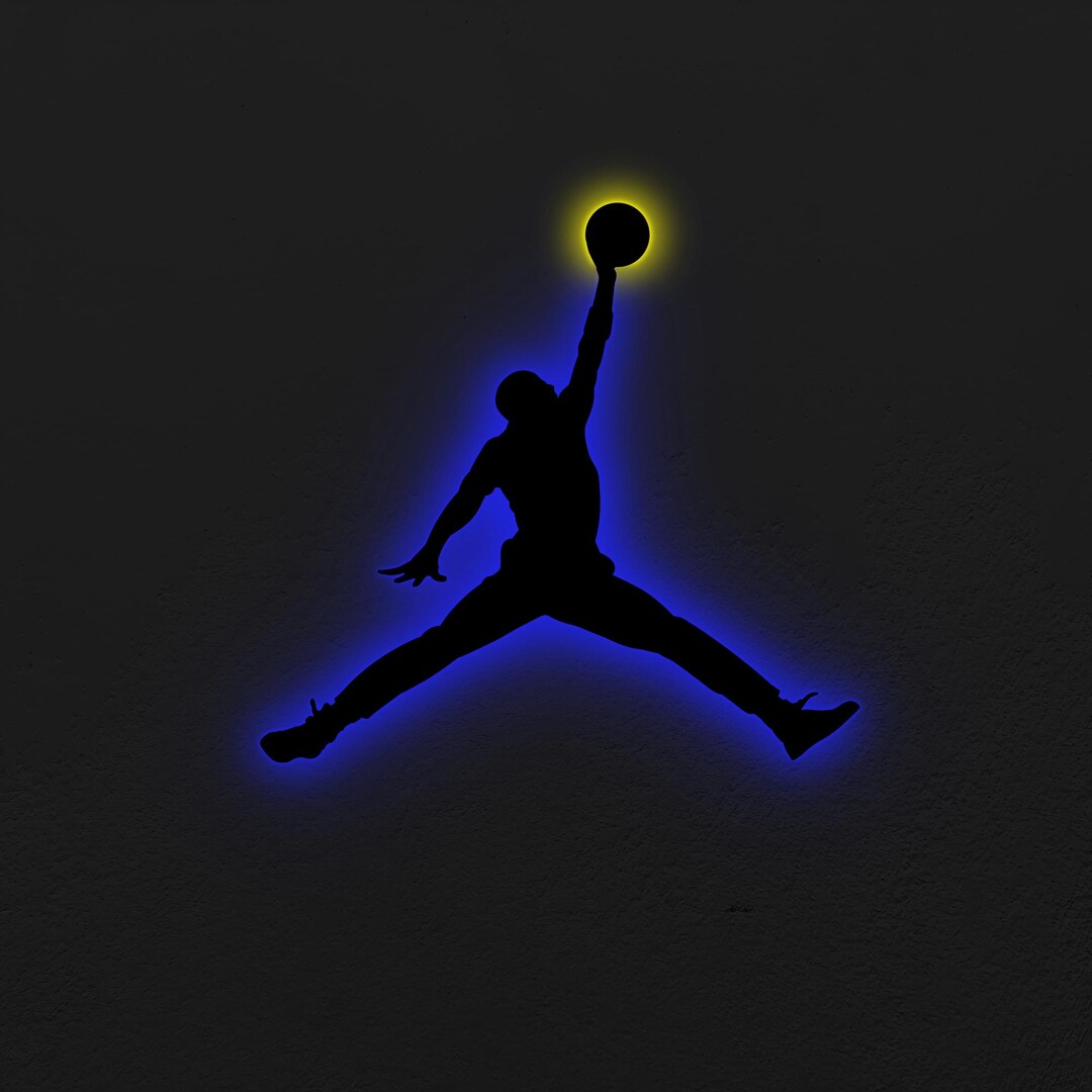Michael Jordan Jumpman Wood Sign With Led Light, Game Room Decor, RGB ...