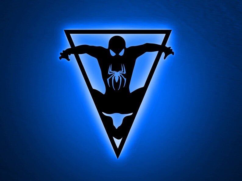 Spiderman Wall Art With Led Light, Spider-man Wall Decor, , Avengers ...