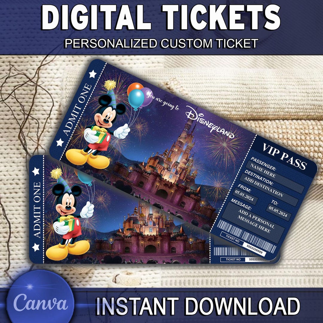 Personalized Disneyworld Ticket Theme Park Surprise Ticket, Gift Reveal ...