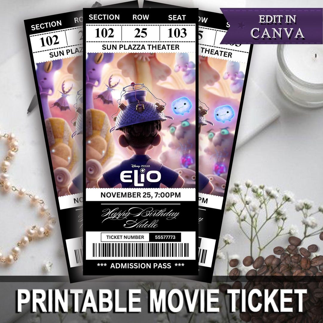 Editable Elio Birthday Party Invitation Ticket, Movie Birthday ...