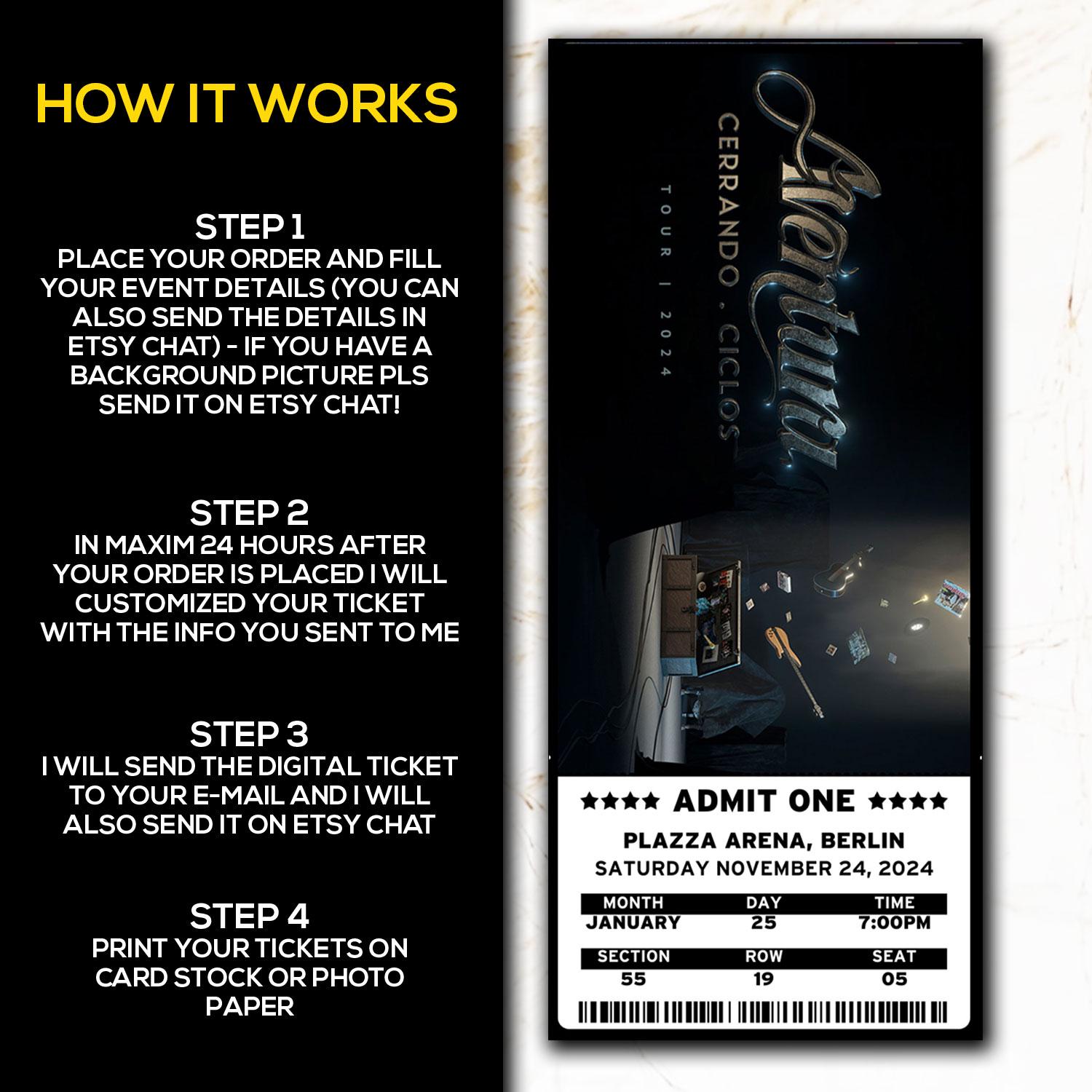 Personalised Concert Ticket | Any Artist Custom Event Ticket ...