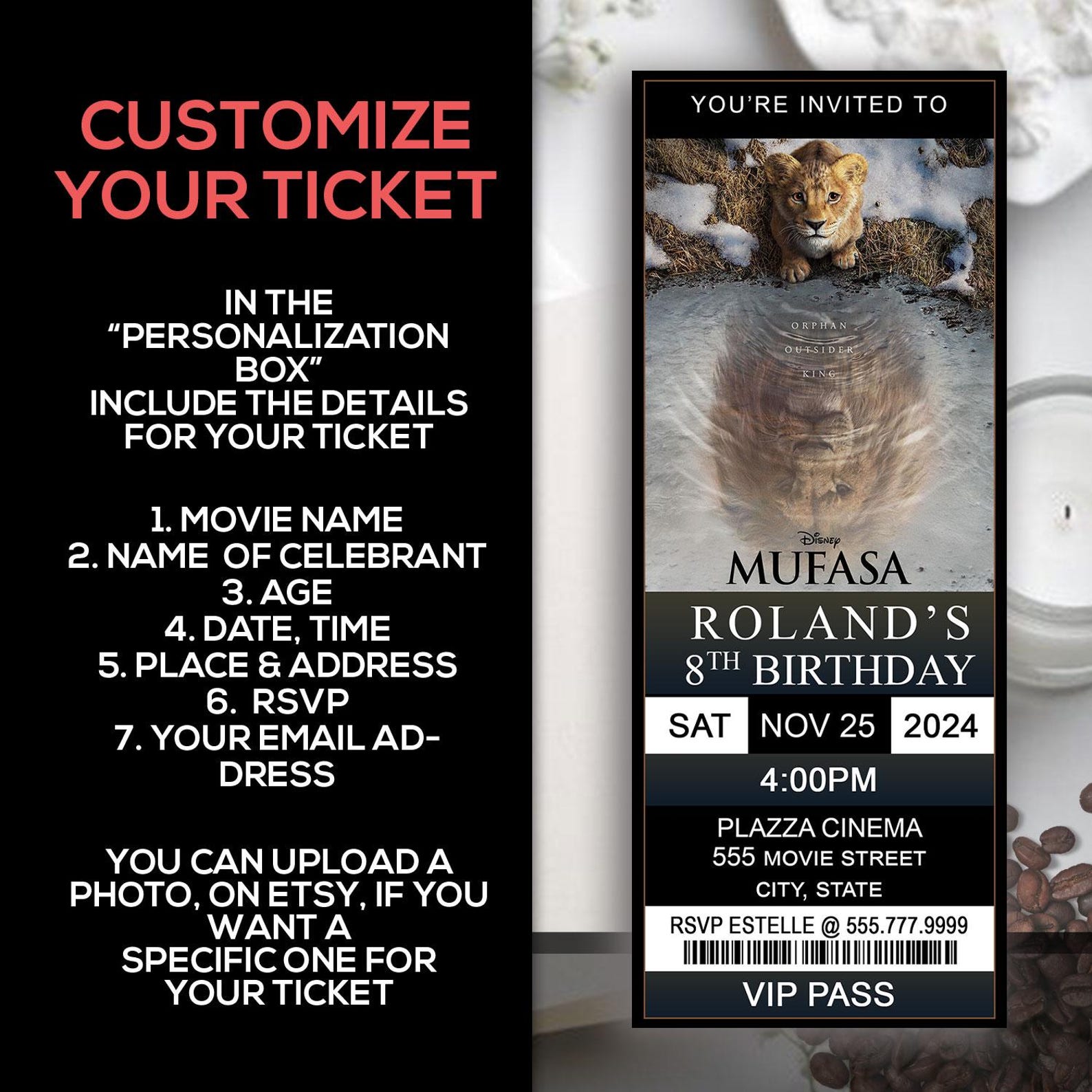 Custom Movie Ticket, Cinema Movie Surprise Gift Reveal, Movie Ticket ...