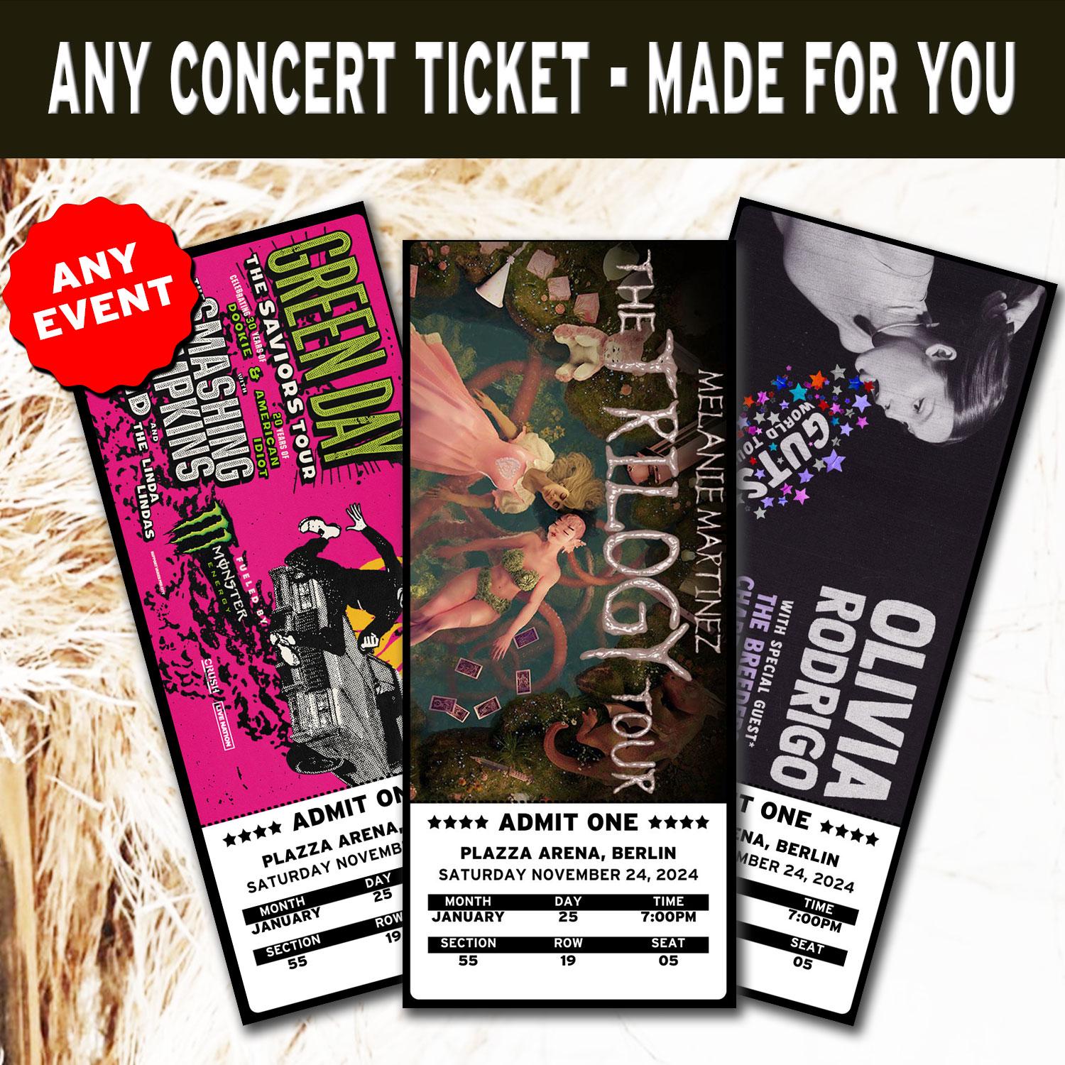 Personalised Concert Ticket | Any Artist Custom Event Ticket ...