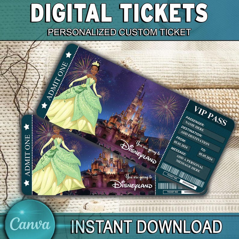 Princess Tiana Surprise Ticket Printable Theme Park Surprise Reveal ...
