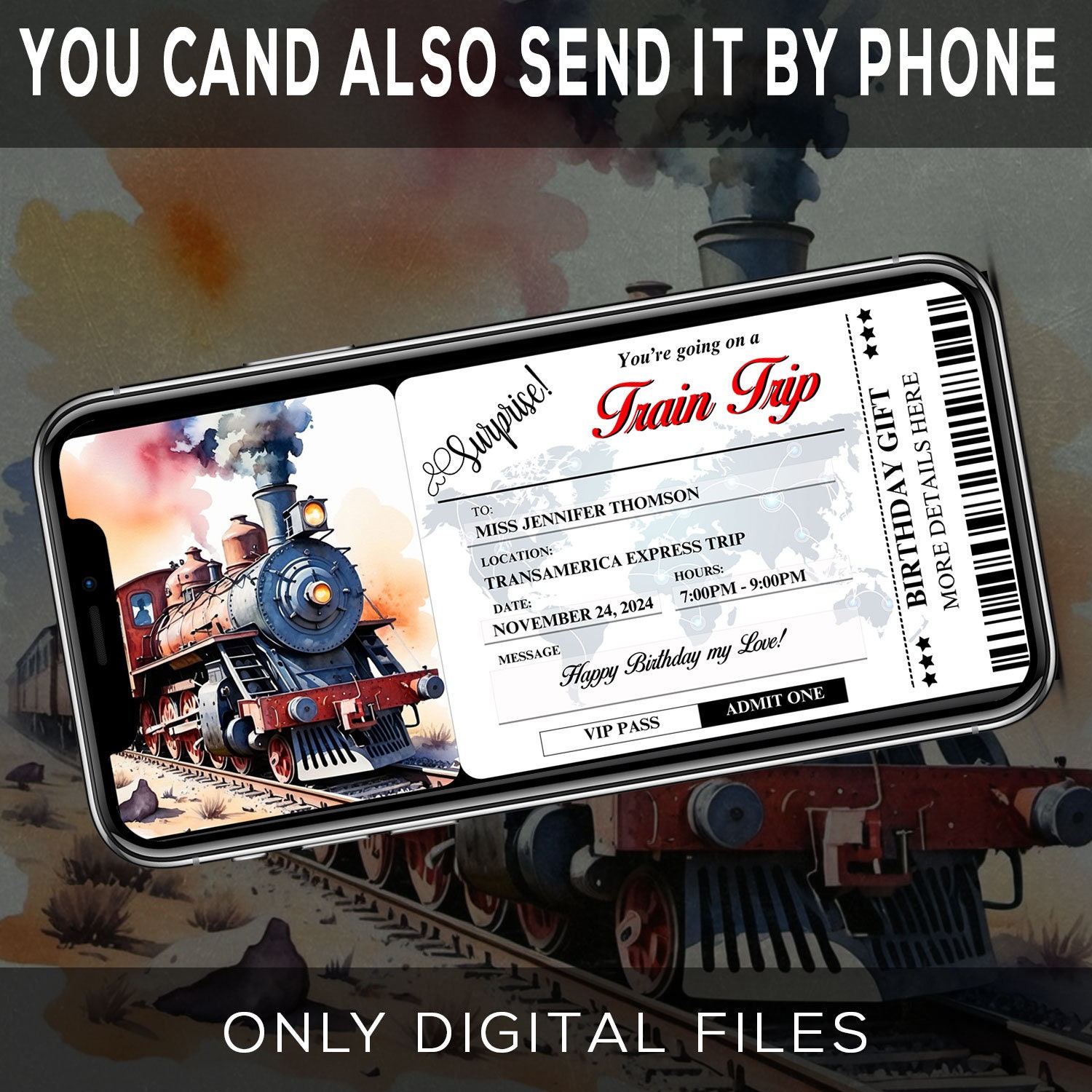 Printable Train Ride Surprise Ticket – Canva Editable (digital Download ...