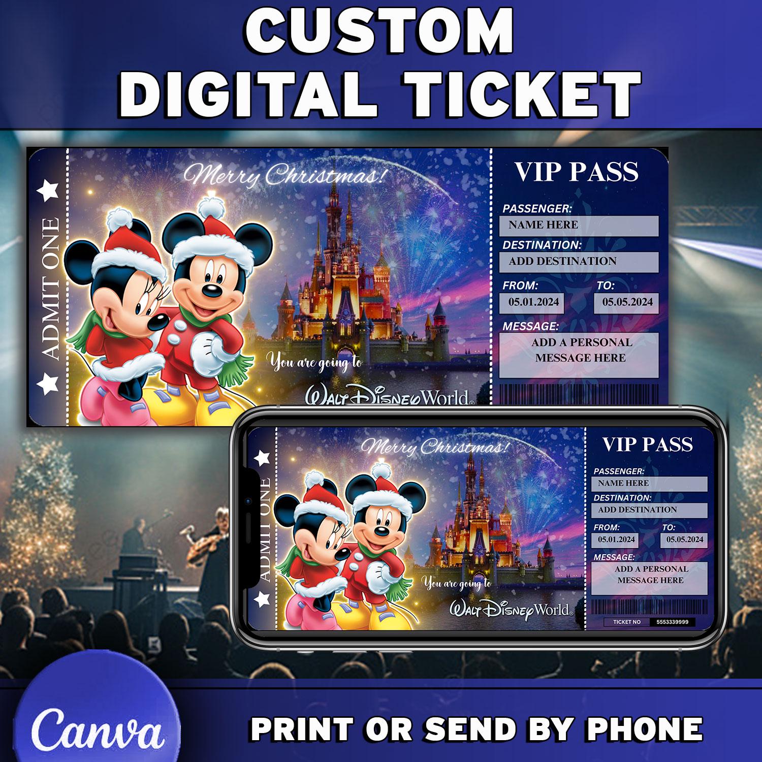 Personalised Christmas Disneyworld Ticket Theme Park Surprise Reveal ...