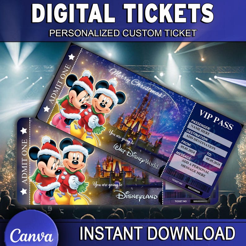 Personalised Christmas Disneyworld Ticket Theme Park Surprise Reveal ...