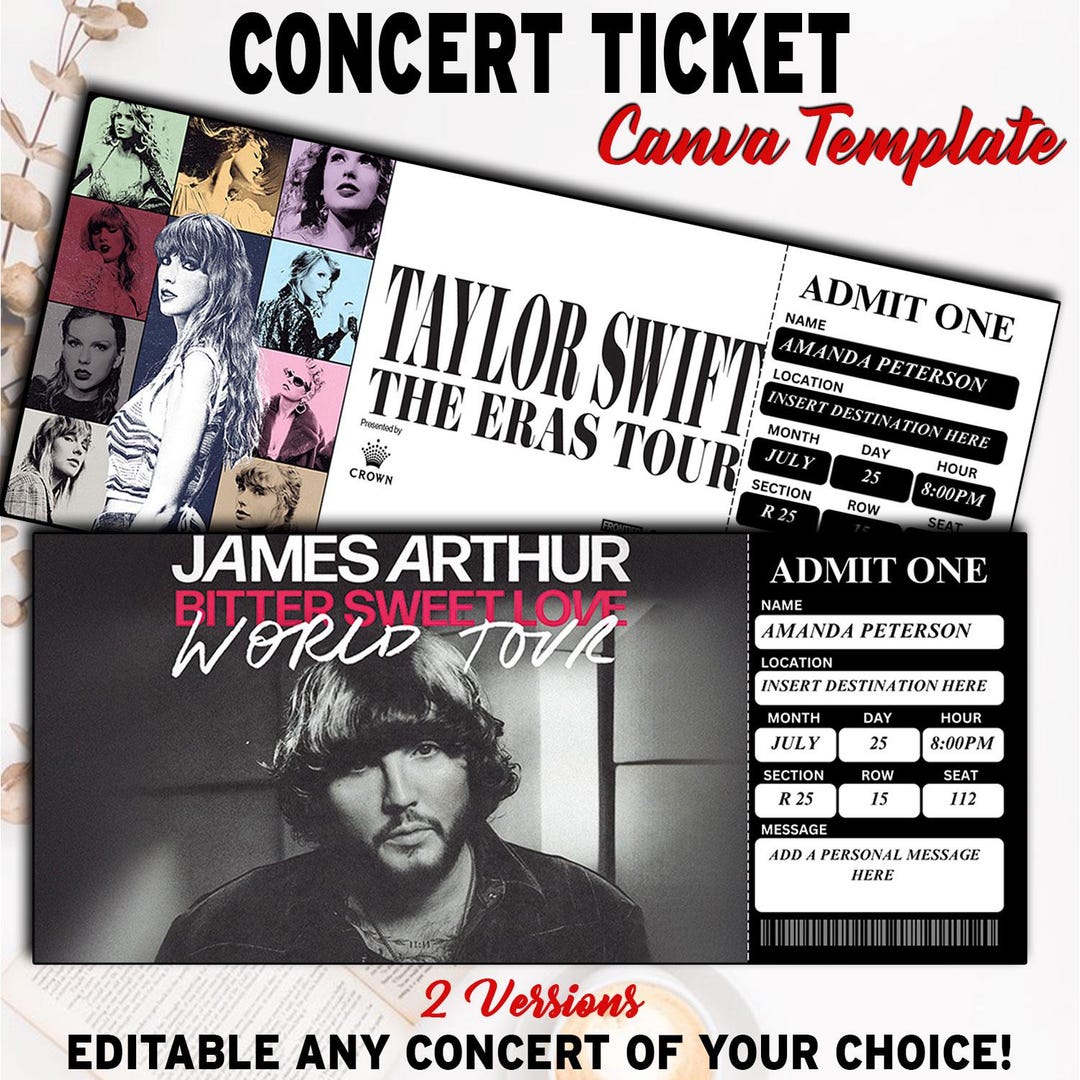 Editable Concert Ticket Canva Template, DIY Concert Ticket, Printable ...