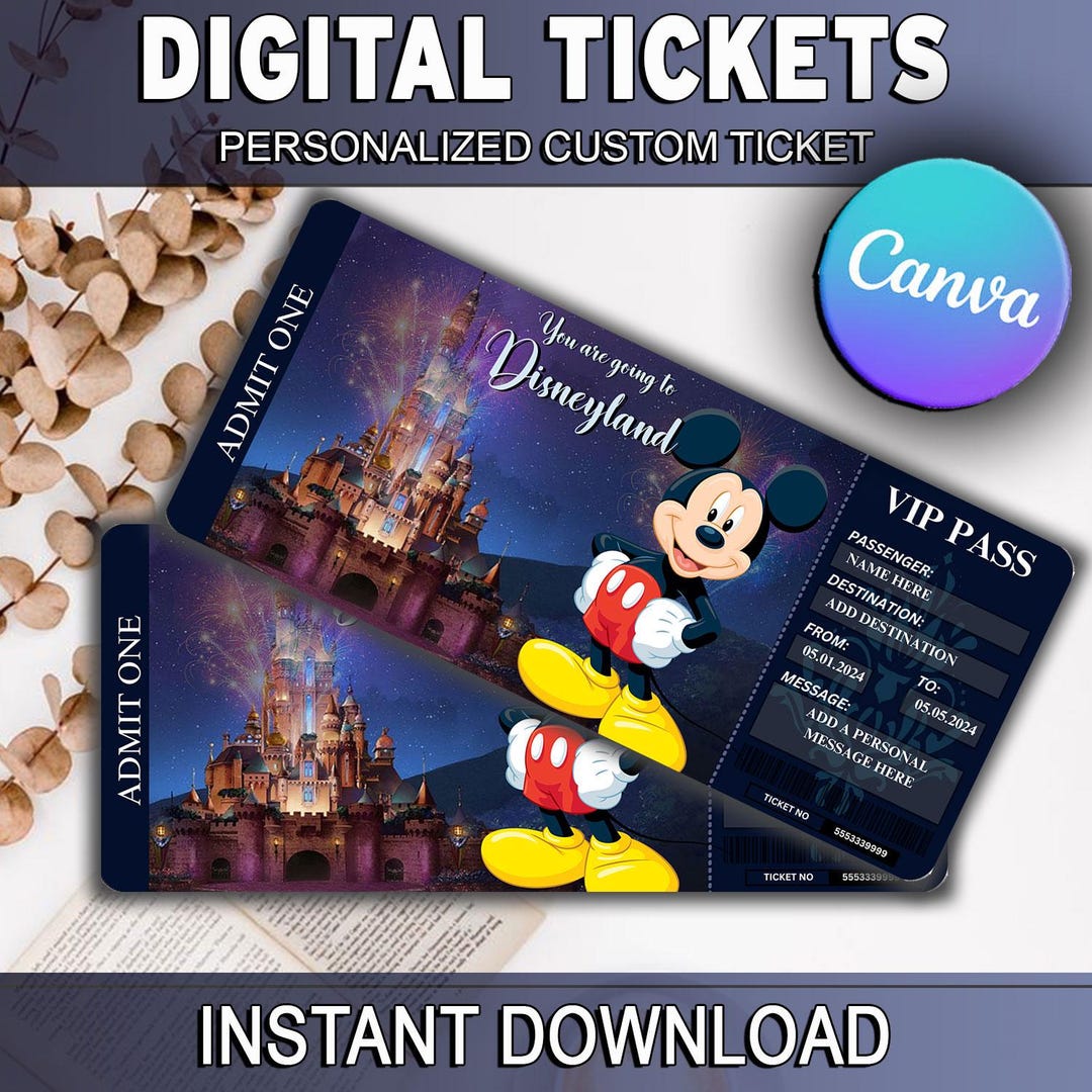 Personalized Disneyworld Ticket Theme Park Surprise Ticket, Gift Reveal ...