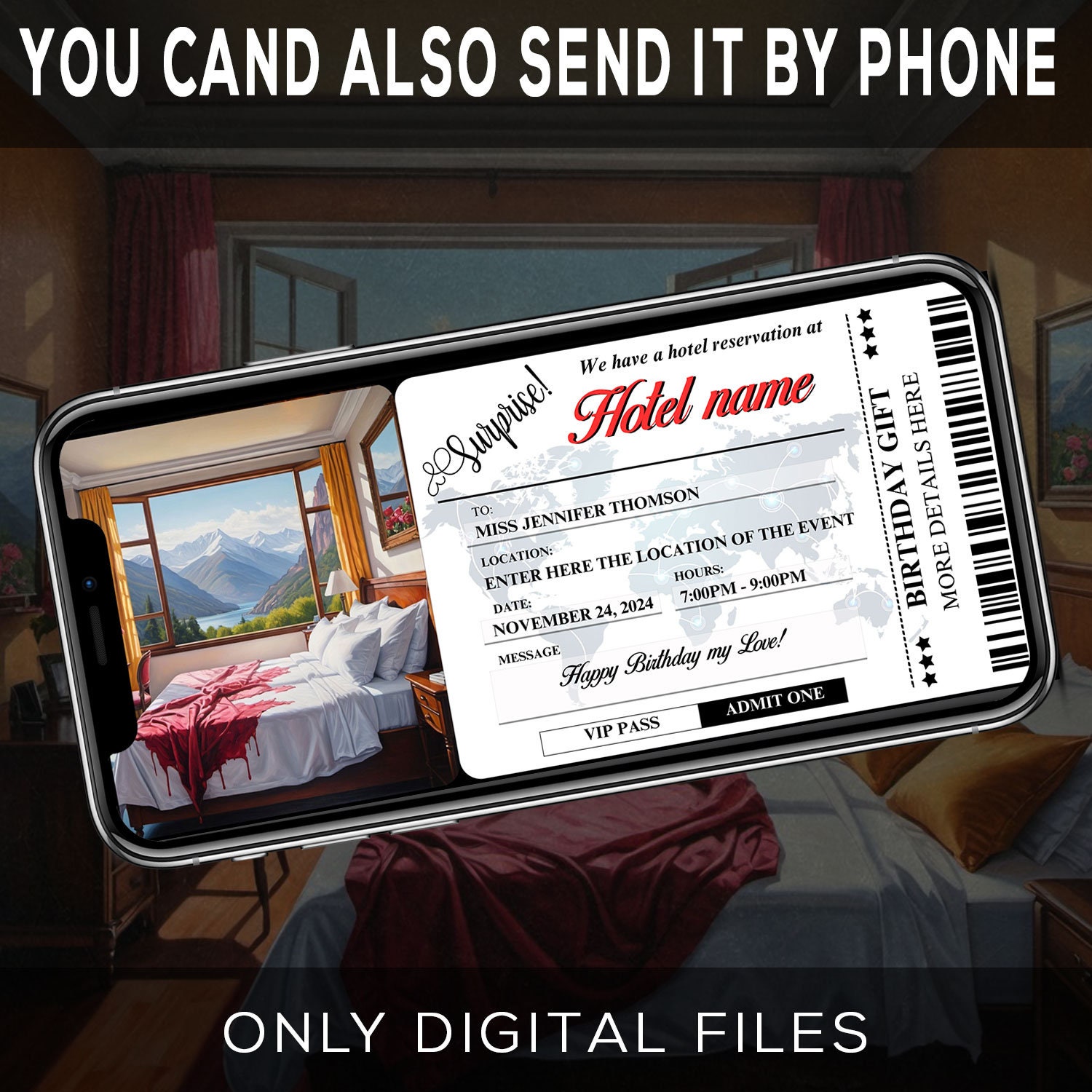 Hotel Reservation Voucher Gift Certificate Template - Customizable and ...