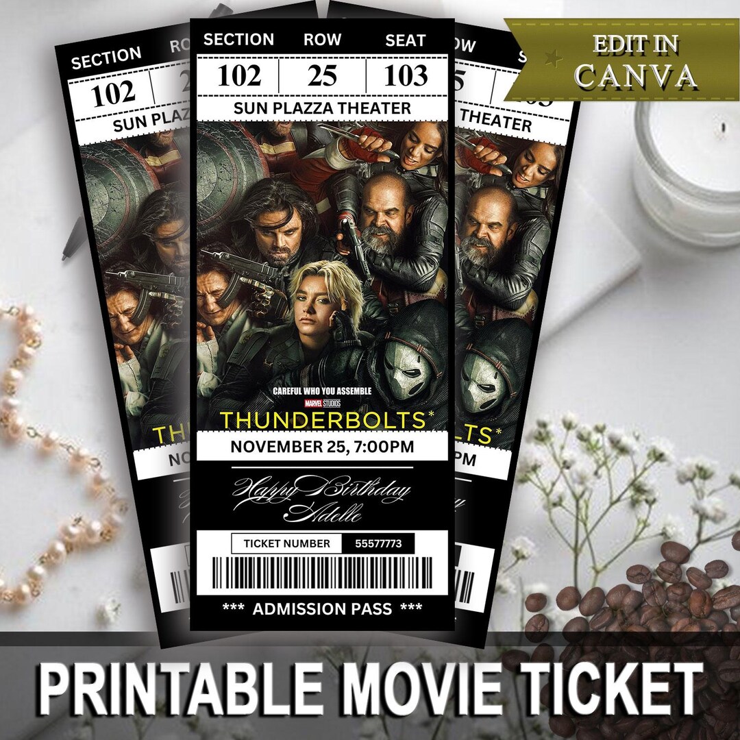 Editable Movie Surprise Ticket, Movie Keepsake (digital Download) - Etsy