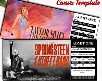 Editable Concert Ticket Canva Template Printable Event Ticket Custom ...