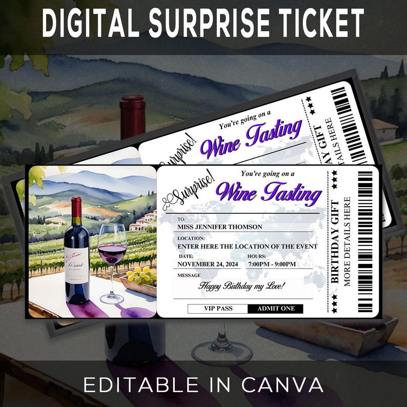 Wine Tasting Gift Certificate Template, Wine Tasting Voucher Ticket ...