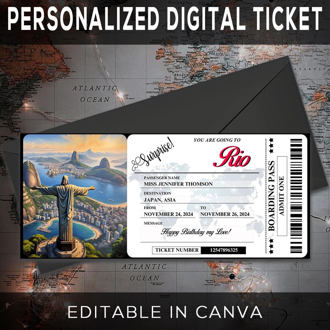Rio De Janeiro Brazil Trip Surprise Gift Ticket - You're Going to ...