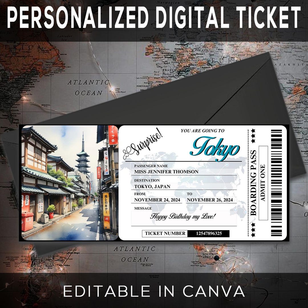 Tokyo Japan Trip Surprise Gift Ticket - You're Going to JAPAN ...