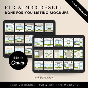 PLR MRR Digital Product Mockup Templates, Etsy Listing Canva Template ...
